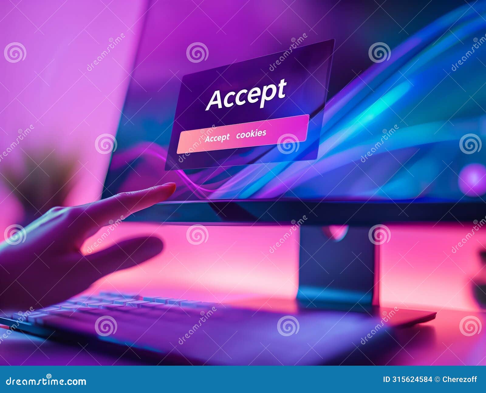 Interactive Consent Prompt on Computer Screen Stock Photo - Image of ...