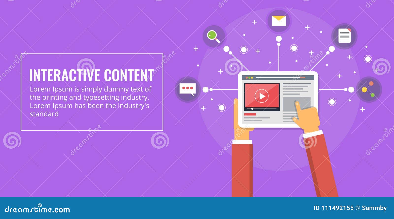 Interactive Content, Audience Engagement, Digital Content Concept. Flat ...