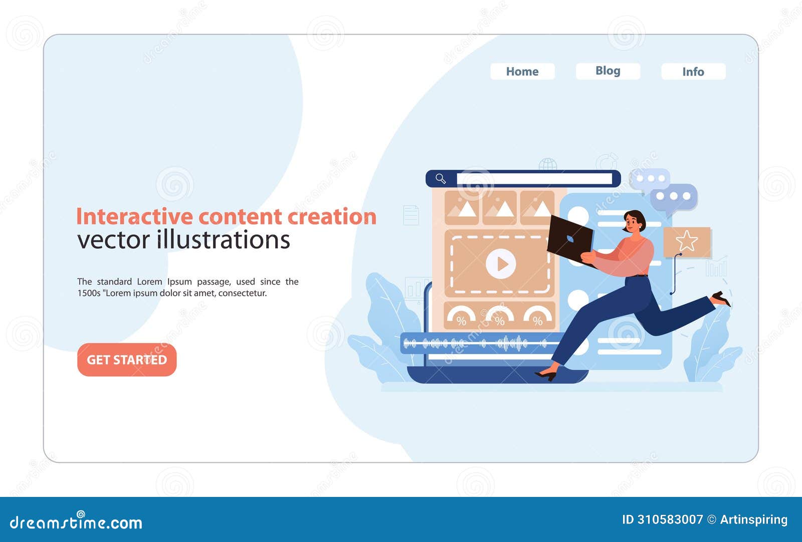Interactive Content Creation. Dynamic Illustration of a Content Creator ...