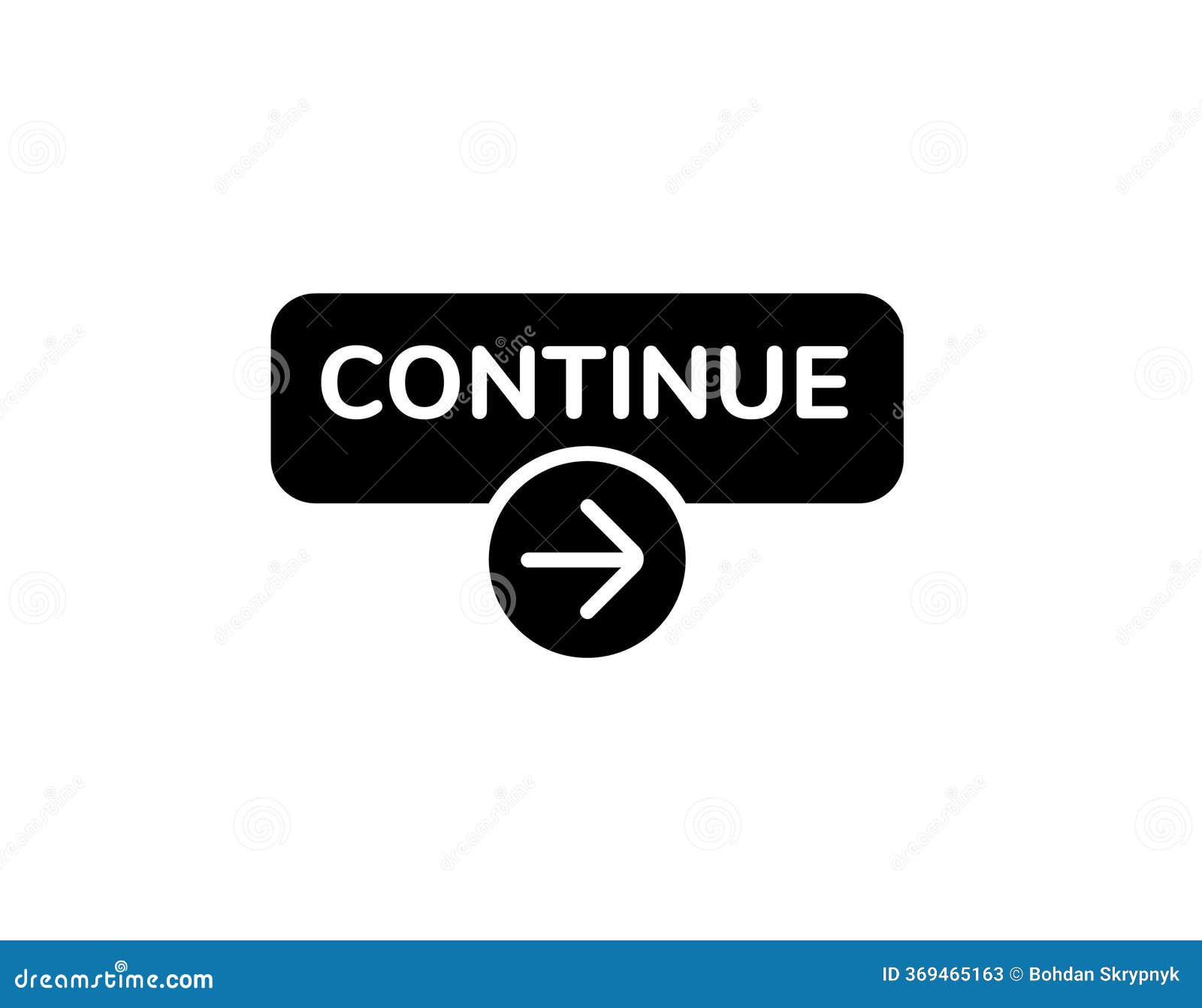 Continue Button Icon With An Arrow Symbol In Solid Black Stock ...