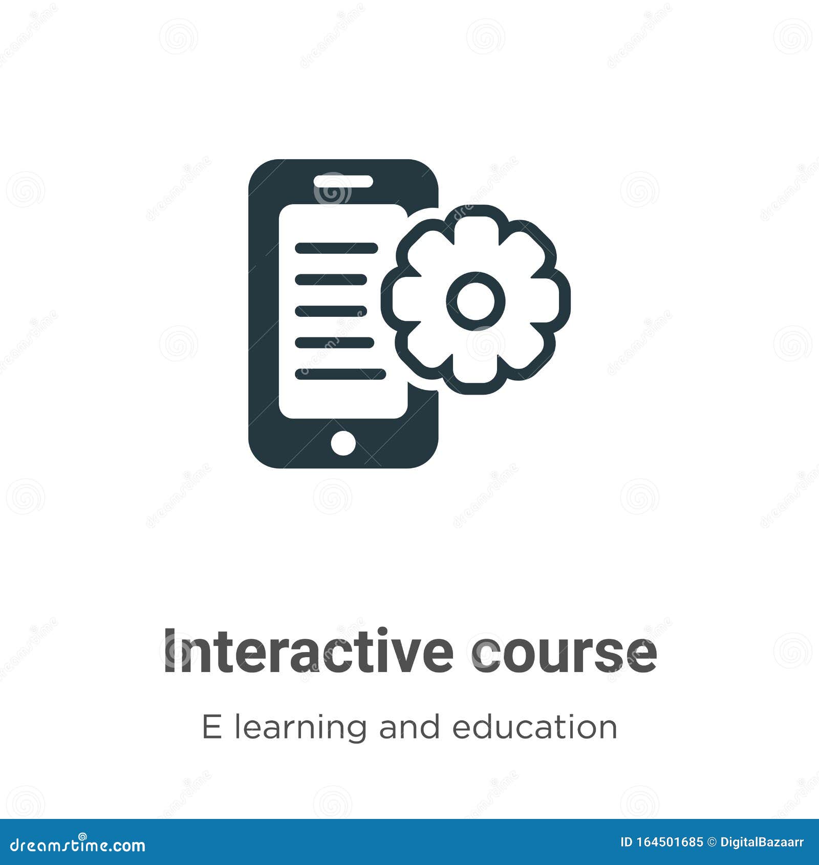Interactive Course Vector Icon on White Background. Flat Vector ...