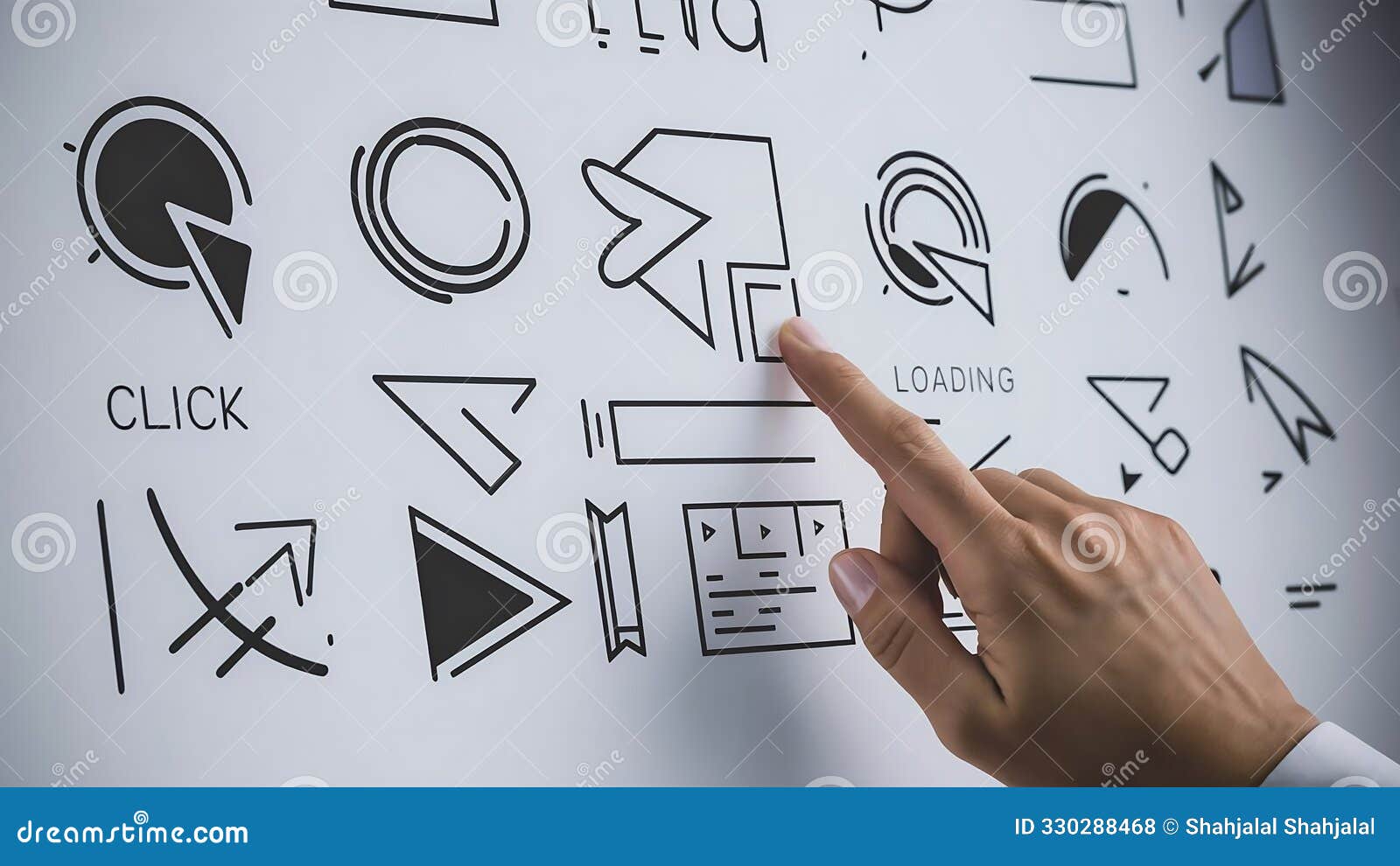 Set Cursors Loading. Digital Illustration. Flat Button With Set Cursors ...