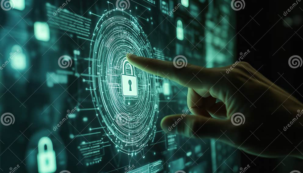 Interactive Cybersecurity Interface Stock Image - Image of padlock ...