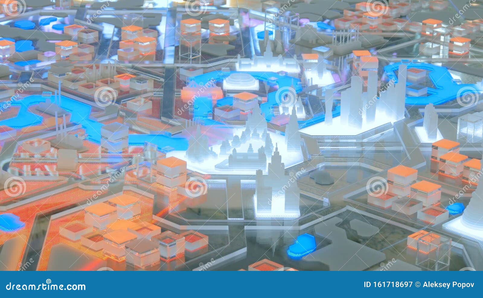 Interactive 3D City Model of Moscow Stock Illustration - Illustration ...
