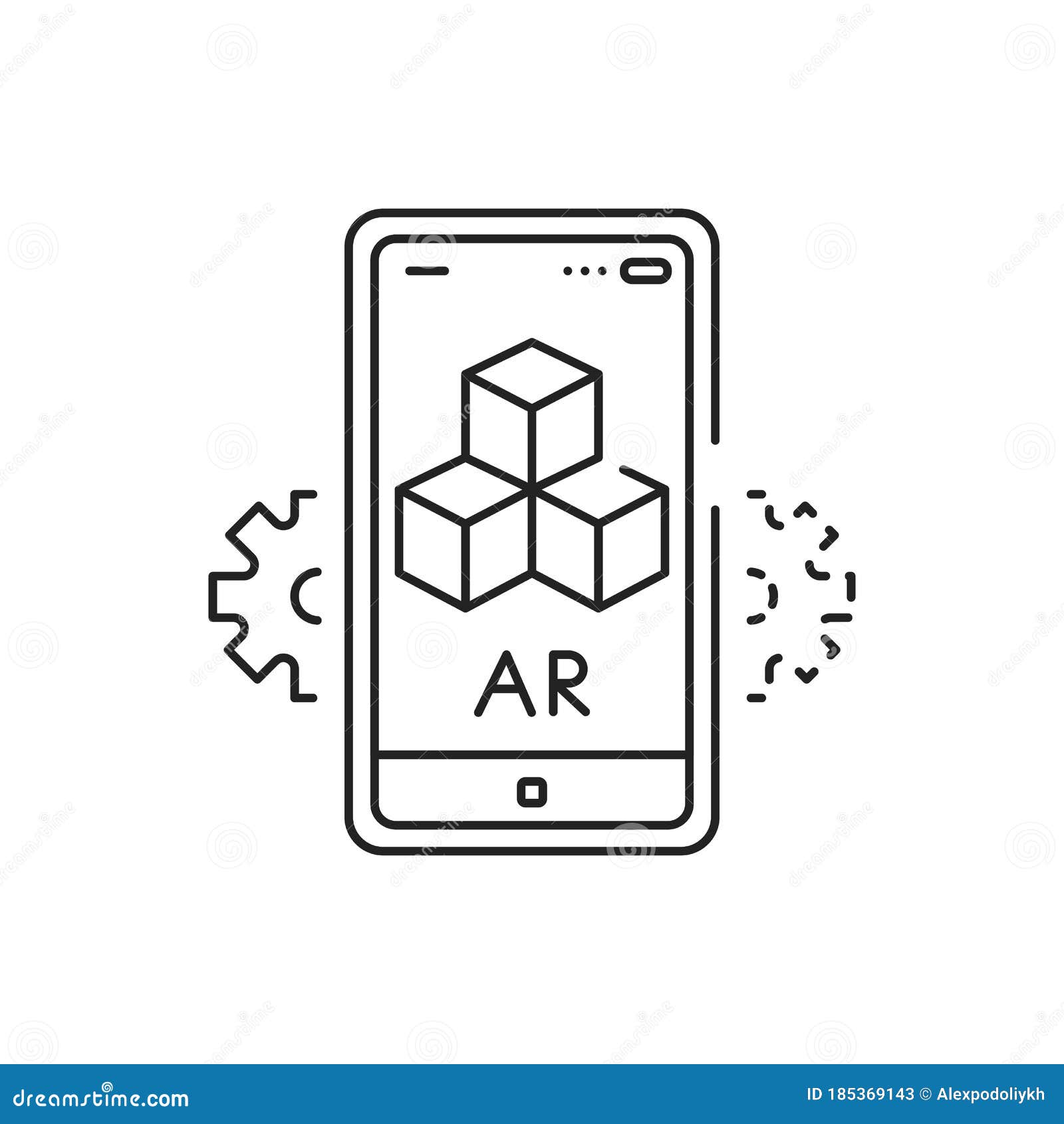 Interactive 3D Visualization Platform Black Line Icon. Pictogram for ...