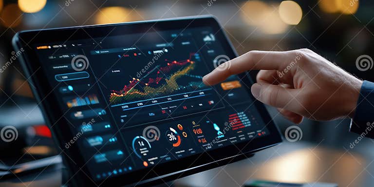 Interactive Data Dashboard Modern Financial Graph Display Tablet Stock Illustration ...