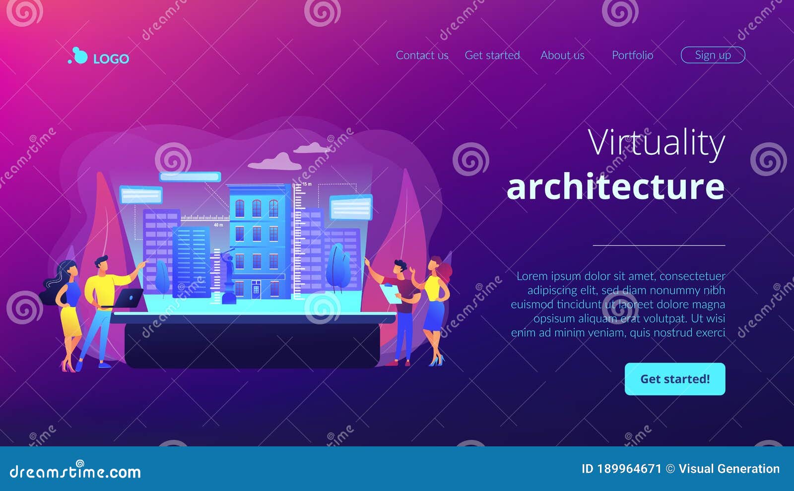 Interactive Design Visualization Concept Landing Page Stock Vector ...