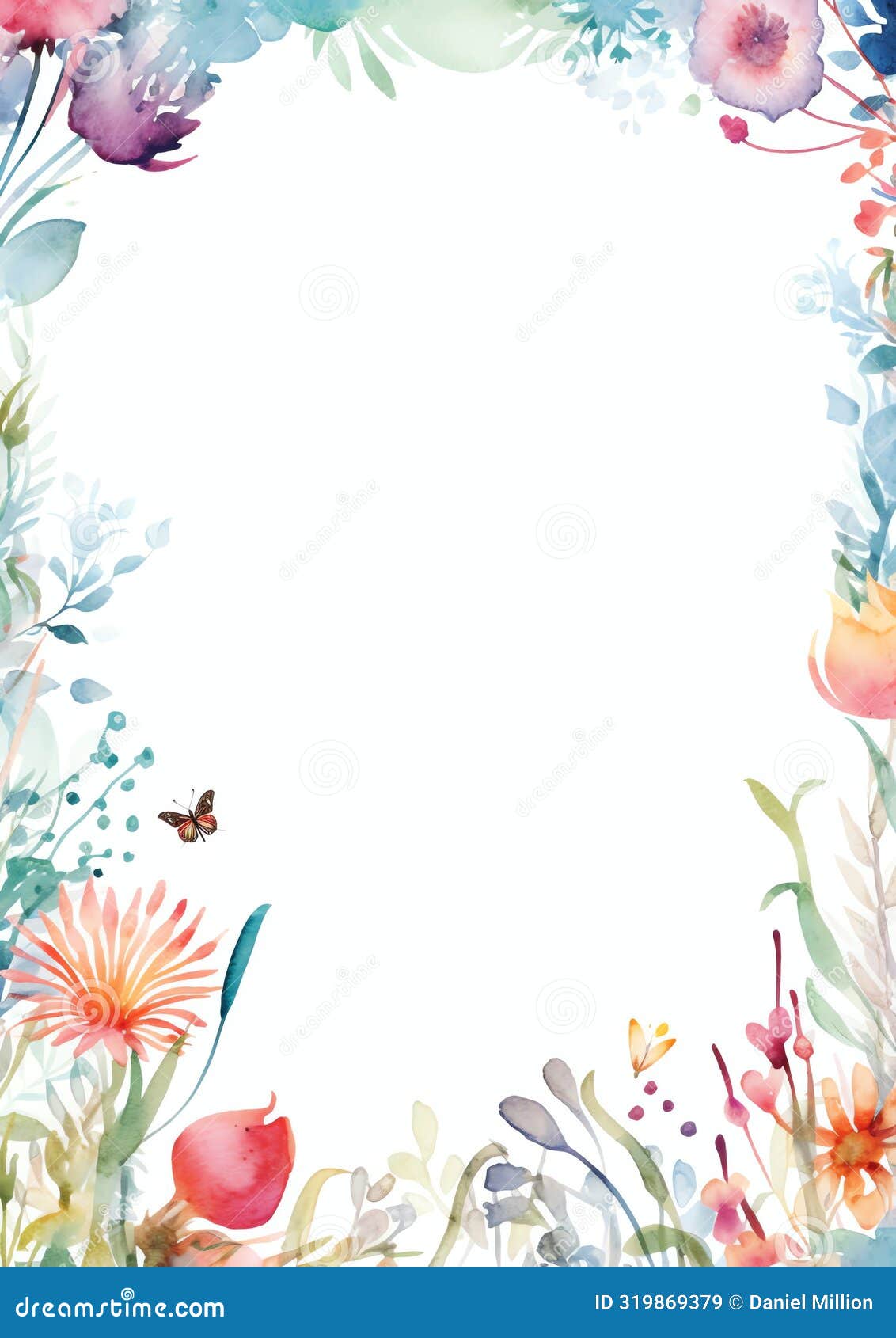 Interactive Digital Frame Watercolor Border On White Background Stock ...