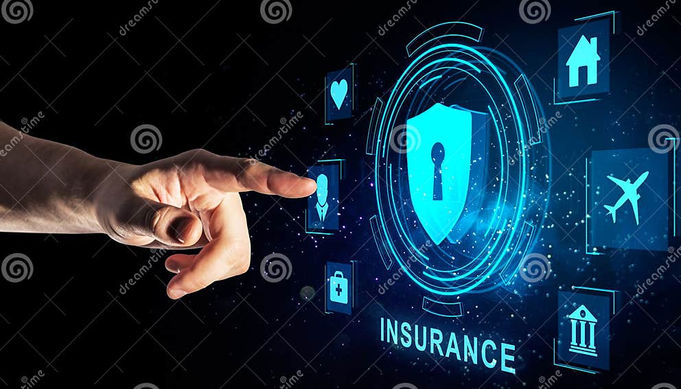 Interactive Digital Insurance Interface with Security Icons and Data ...