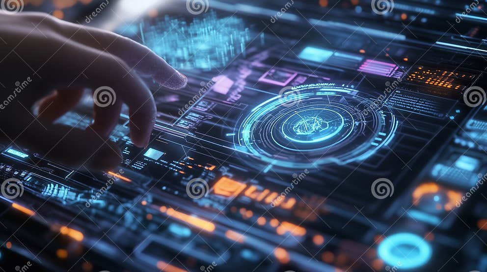 Interactive Digital Interface with Futuristic Graphics and Touch ...