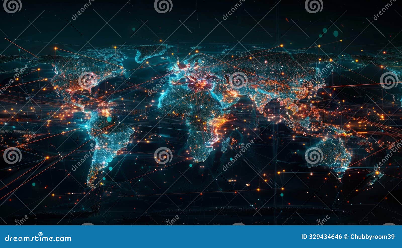 Interactive Digital Map Displaying Real-time Global Communication Links ...