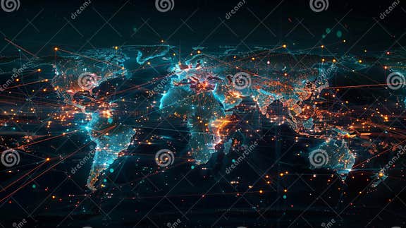 Interactive Digital Map Displaying Real-time Global Communication Links ...