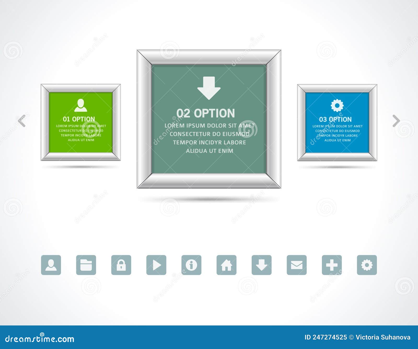 Interactive Digital User Interface Workflow Squared Frame Web Icons Set ...