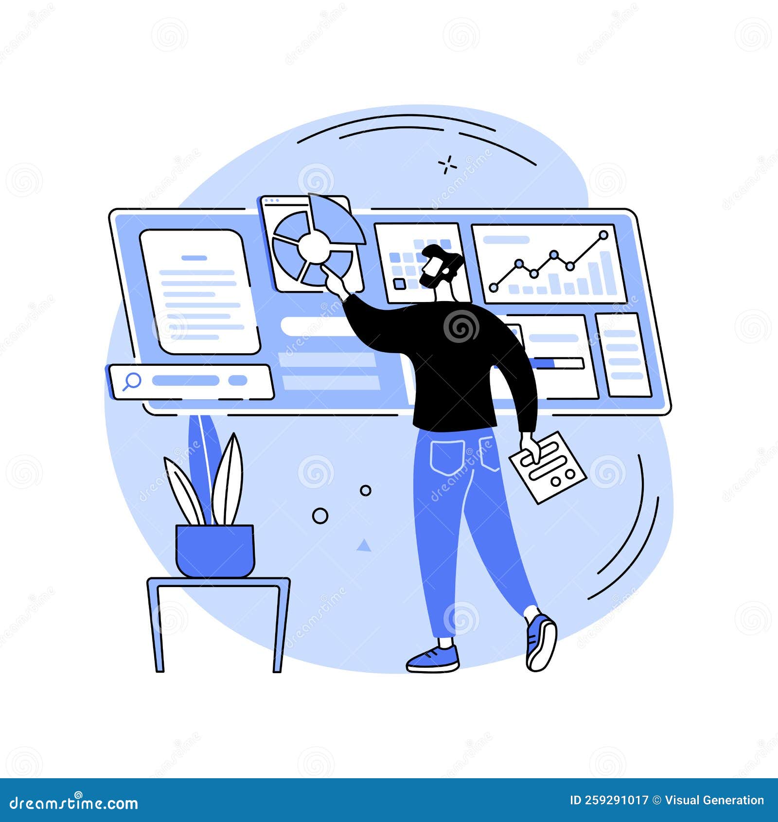 Interactive Digital Wall Isolated Cartoon Vector Illustrations. Stock ...