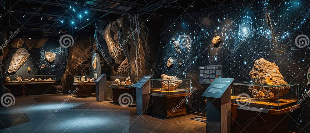 Interactive Display of Meteorites in a Museum Stock Illustration ...