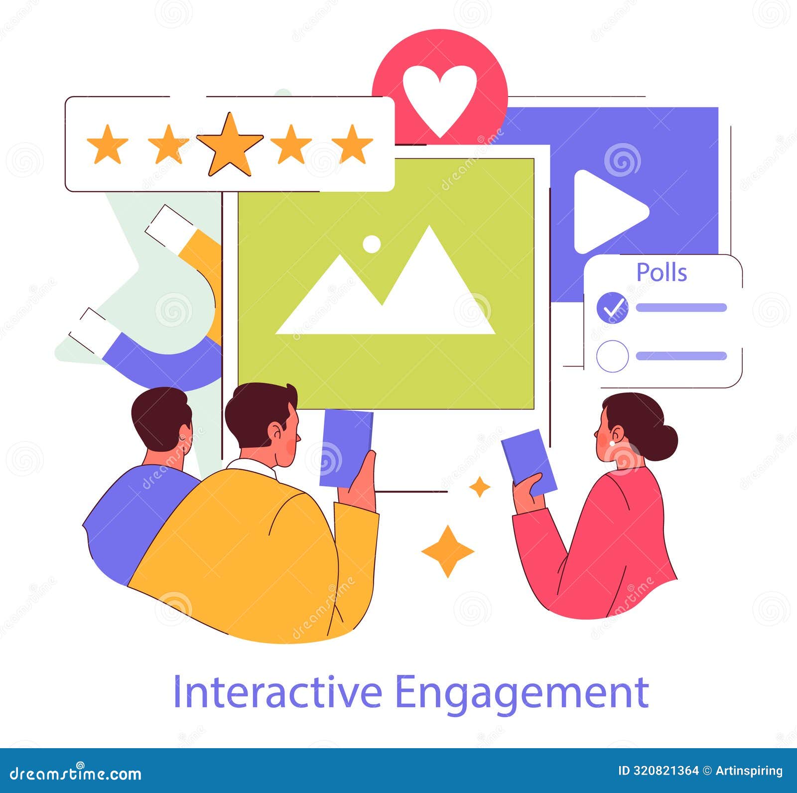 Interactive Engagement. Flat Vector Illustration Stock Vector ...