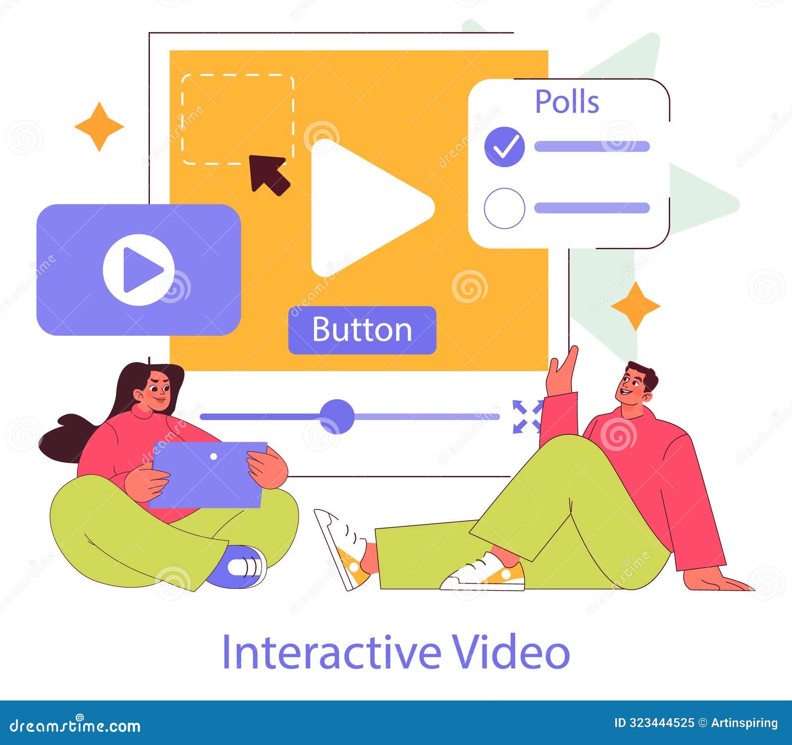 Interactive Engagement. Flat Vector Illustration Stock Vector ...