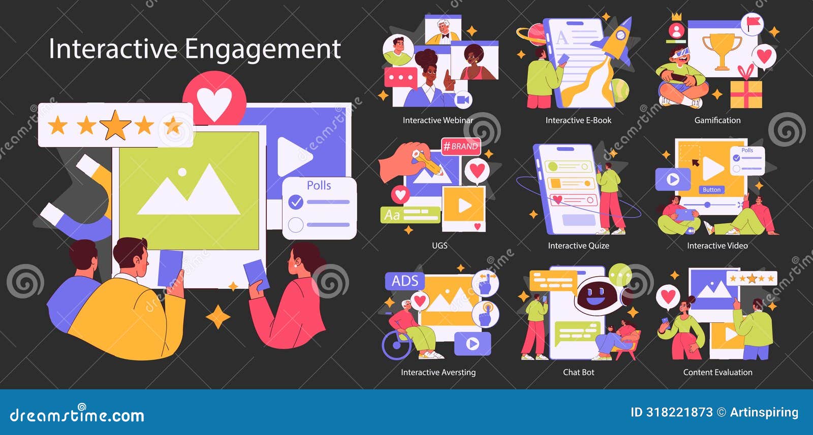 Interactive Engagement. Flat Vector Illustration Stock Illustration ...