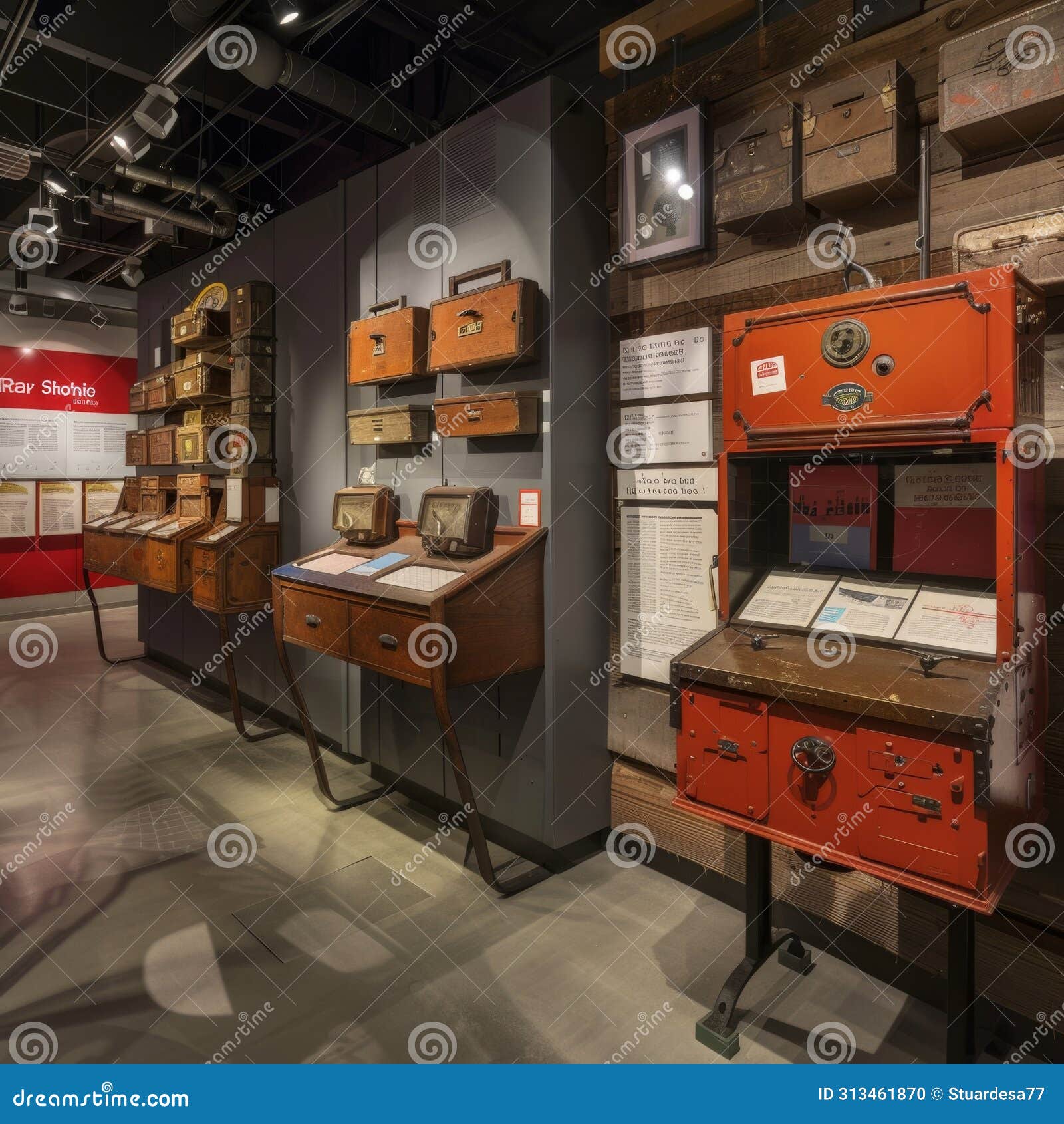Vintage Exhibit of Archival Storage Stock Photo - Image of history ...