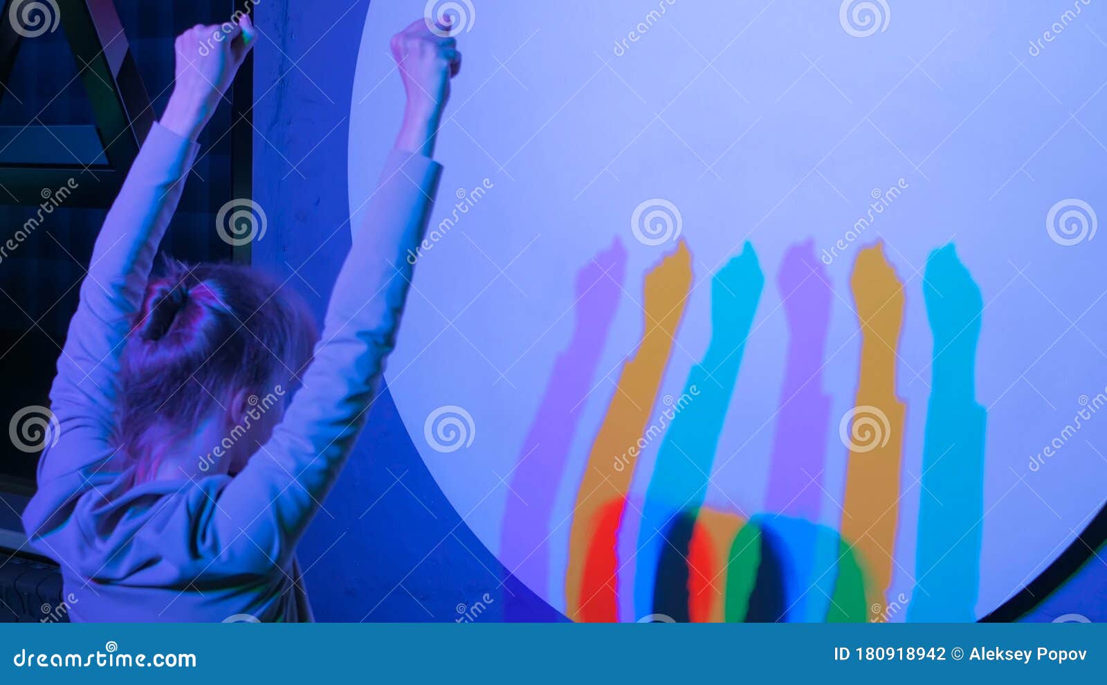 Colored Shadows of Dancing Woman Stock Photo - Image of purple ...