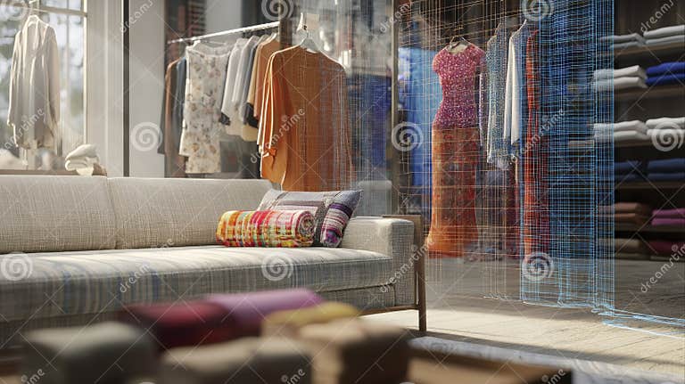 Interactive Fashion Retail Experience Selecting Fabrics in a Modern ...