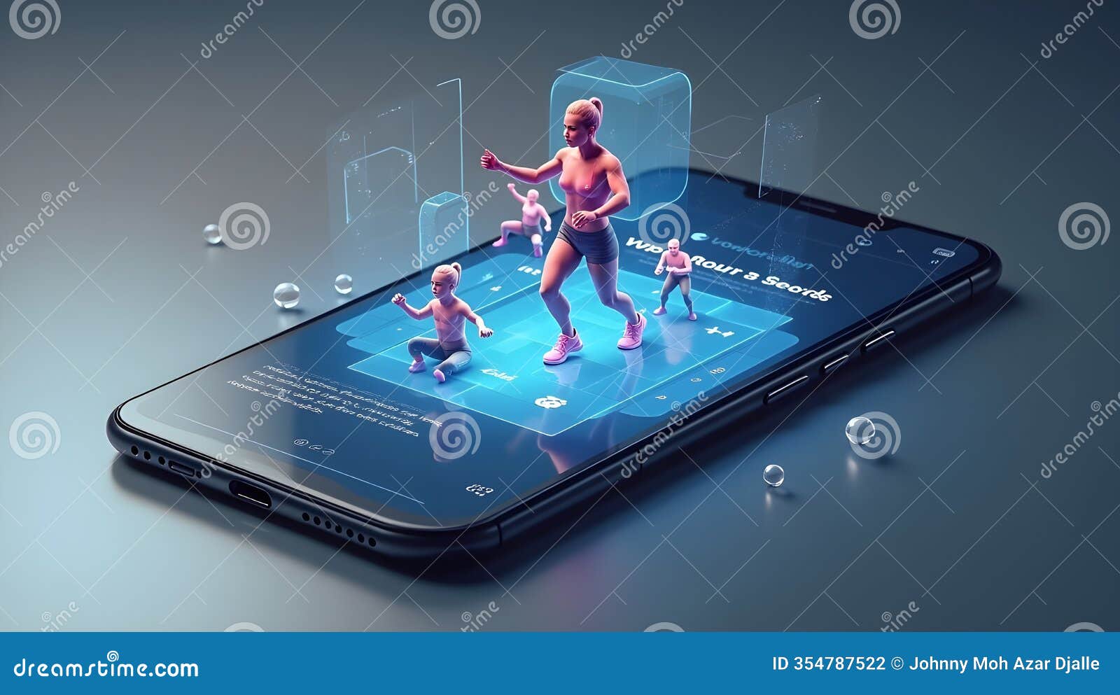 Interactive Fitness App Interface with Augmented Reality Workout Guides ...