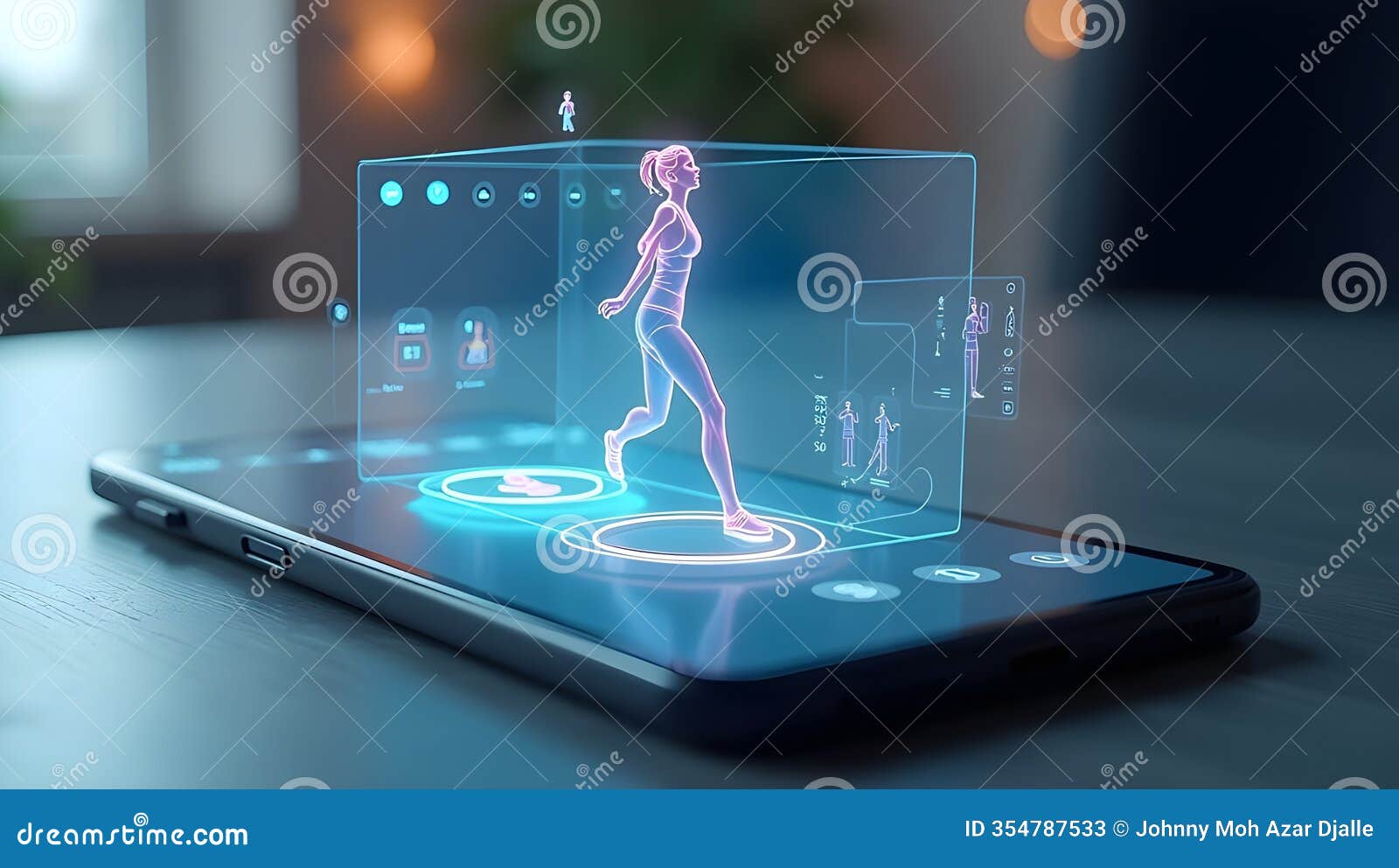 Interactive Fitness App Interface with Augmented Reality Workout Guides ...