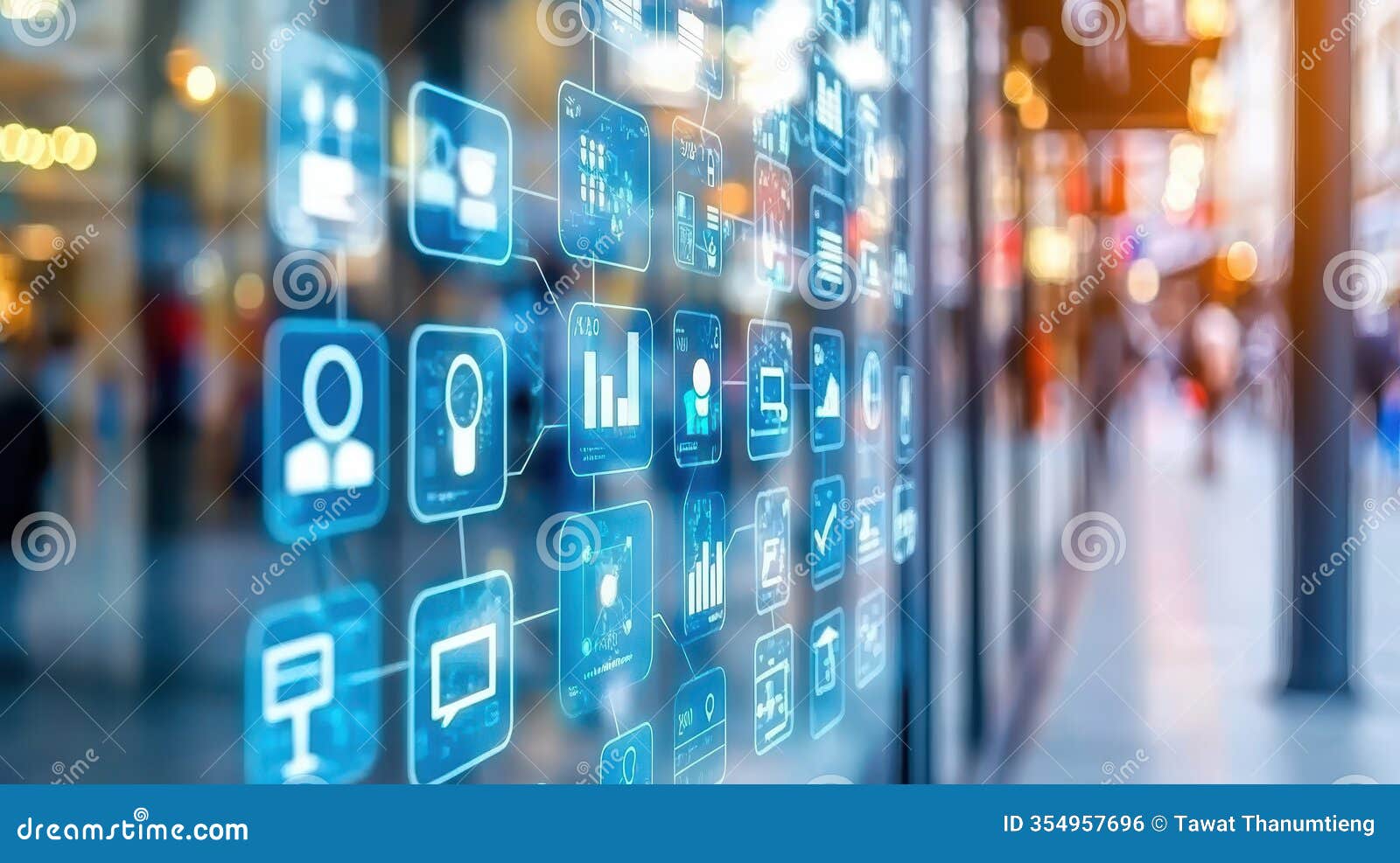 Interactive Glass Panel, Modern Touchscreen Interface with Illuminated ...