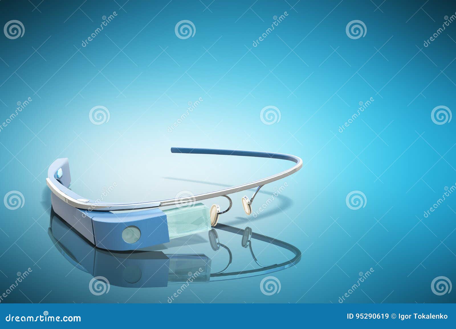 Interactive Glasses 3d Render on Blue Glossy Stain Stock Illustration ...