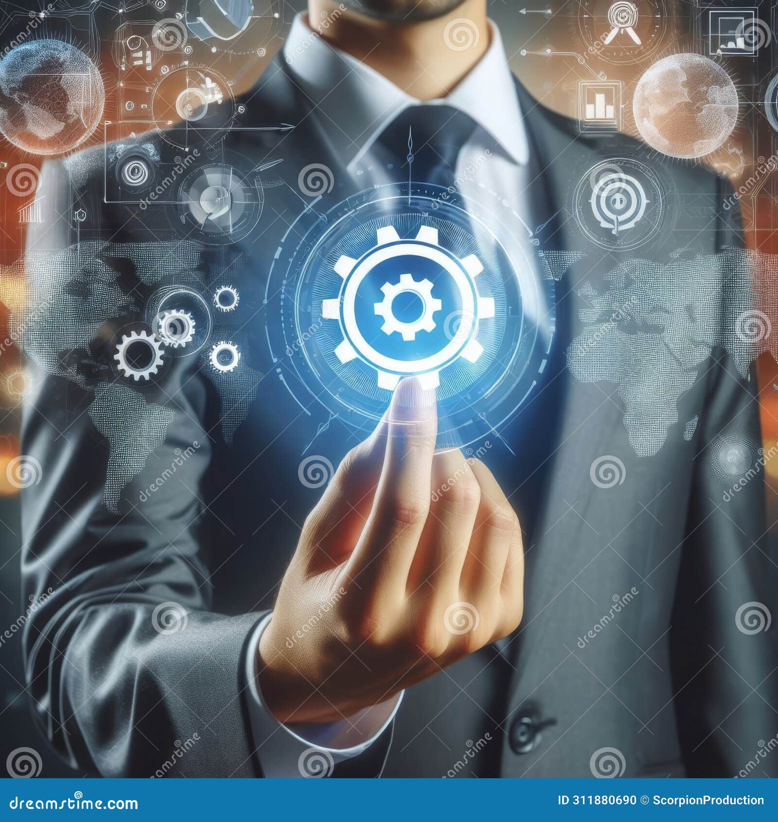 Interactive Global Business Concept Stock Illustration - Illustration ...