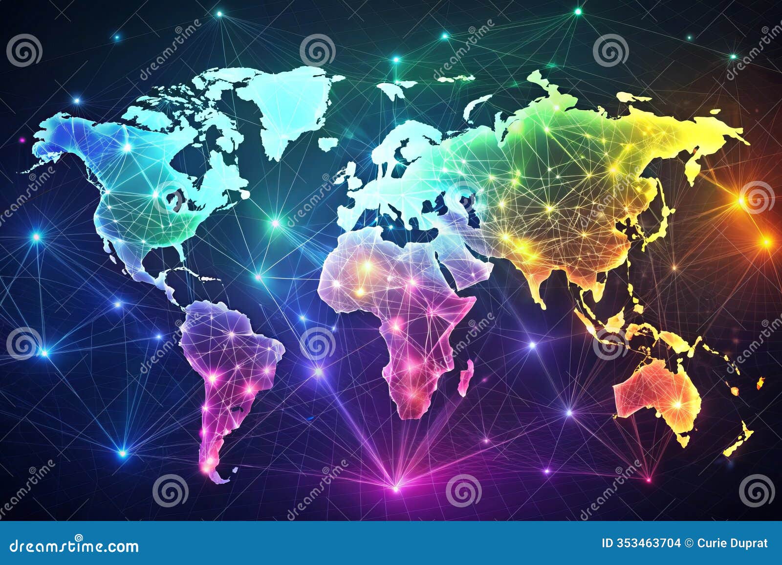 Interactive Global Network Visualization a 3D Wireframe World Map for ...