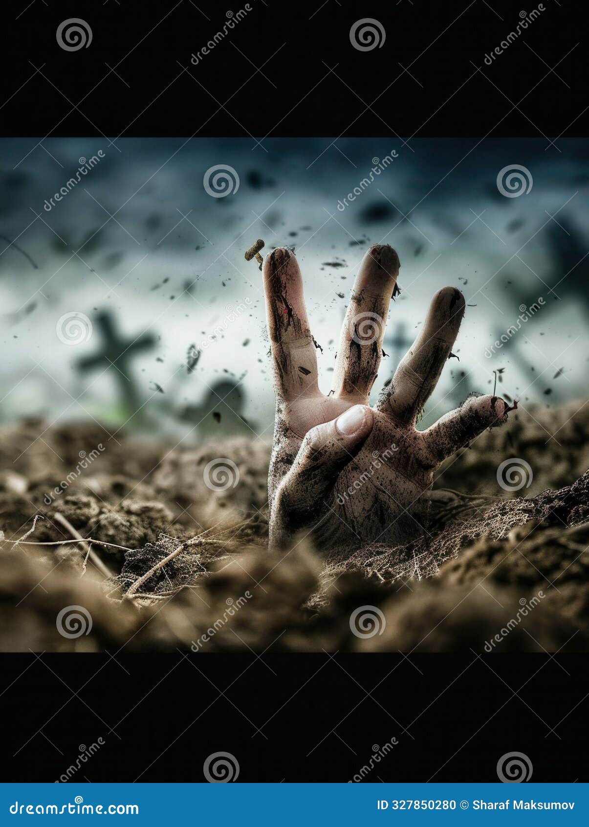 Hand Emerging From Computer Screen On A Black Background Royalty-Free ...