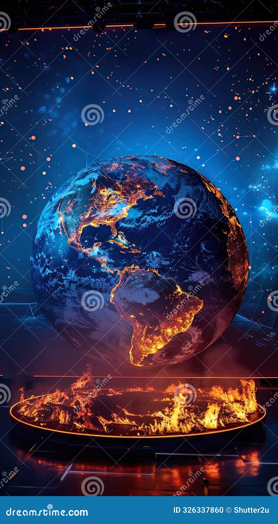 An Interactive Holographic Display Of Earth With Fire Lines Simulating ...