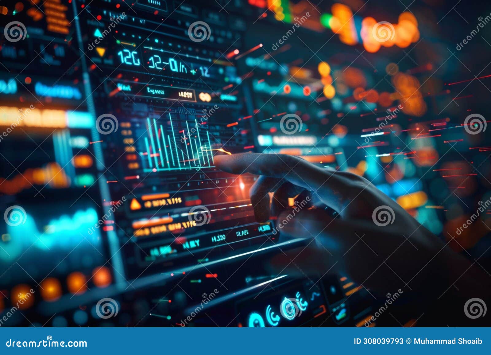 Interactive Holographic Finance Display Dynamic Stats, Futuristic ...