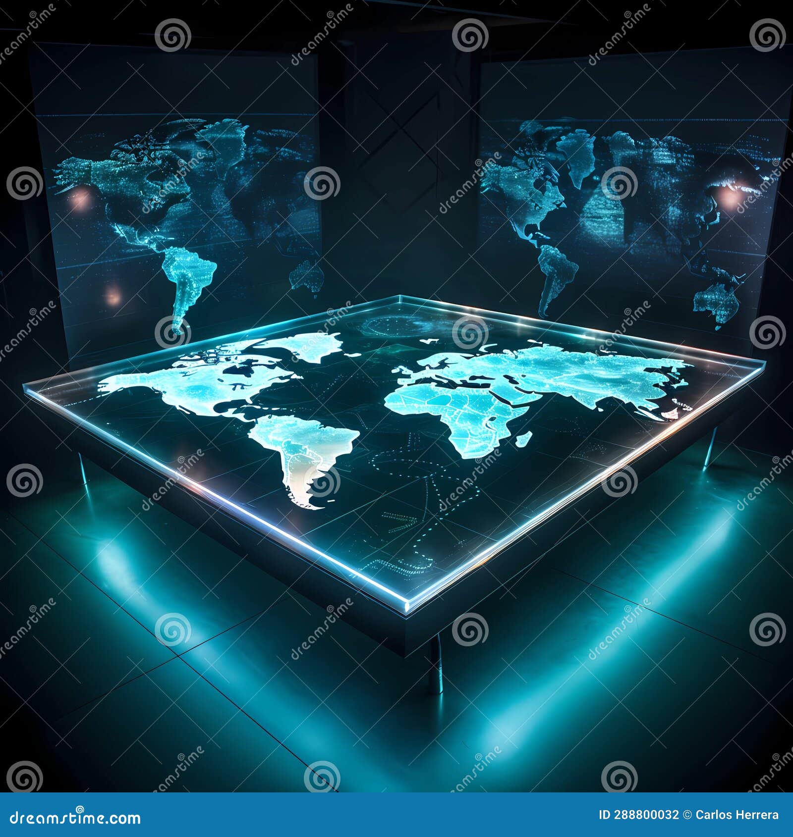 Interactive Holographic World Map Stock Illustration - Illustration of ...