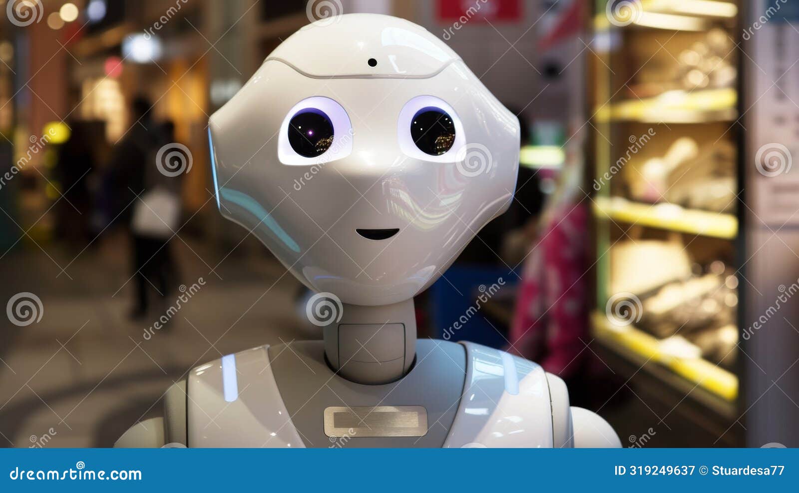 Interactive Humanoid Robot in Public Setting Stock Image - Image of ...