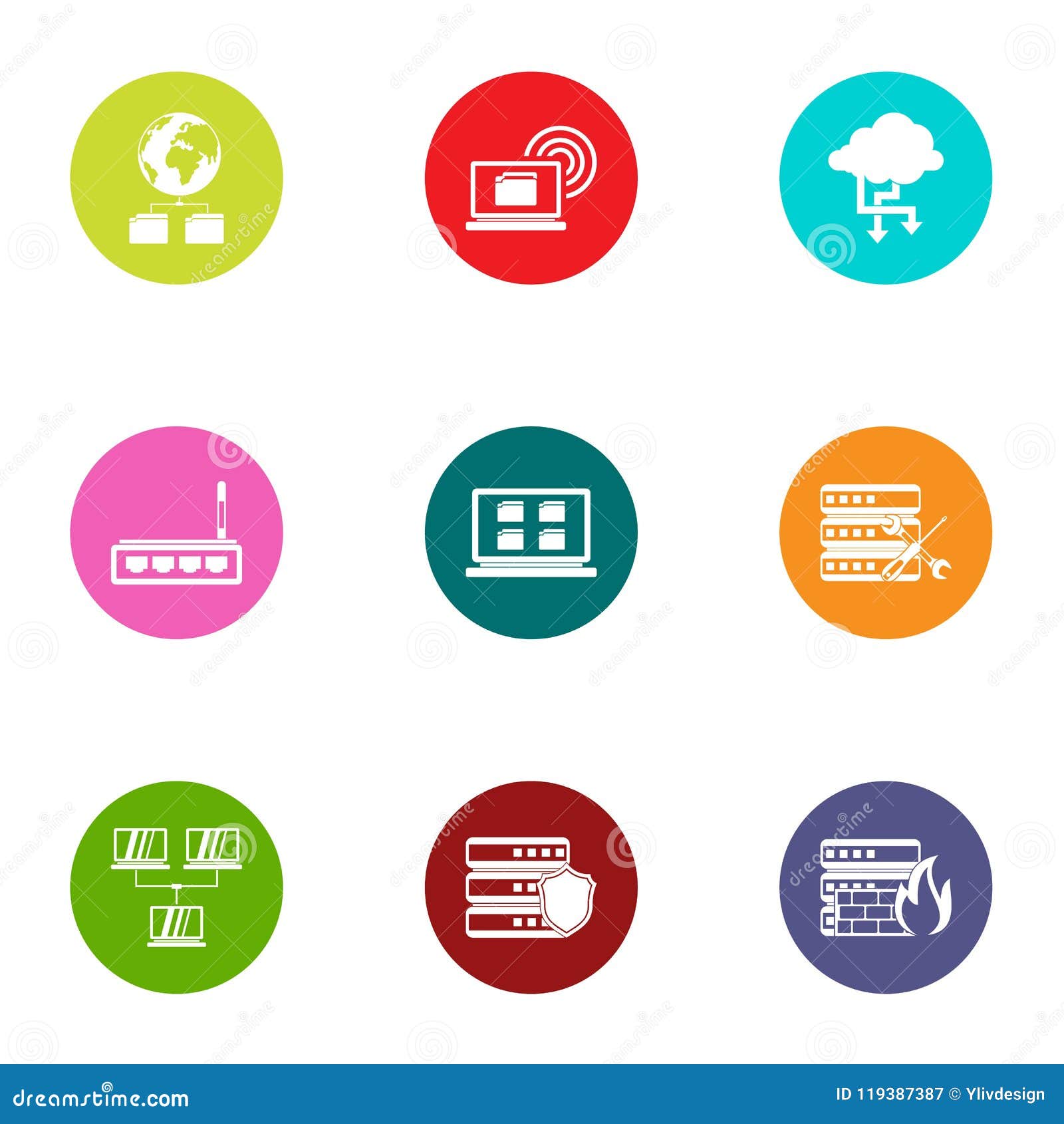 Interactive Icons Set, Flat Style Stock Vector - Illustration of ...