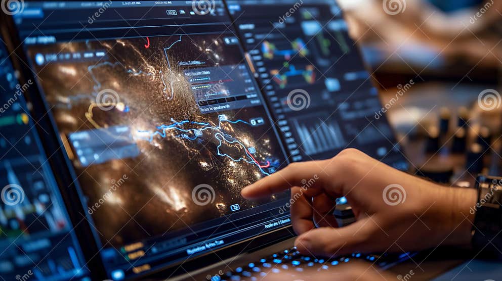 Interactive Interface Displaying Complex Data on Touchscreen Device Stock Illustration ...