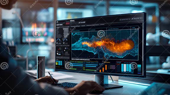 Interactive Interface Displaying Complex Data on Multiple Screens Stock Photo - Image of ...