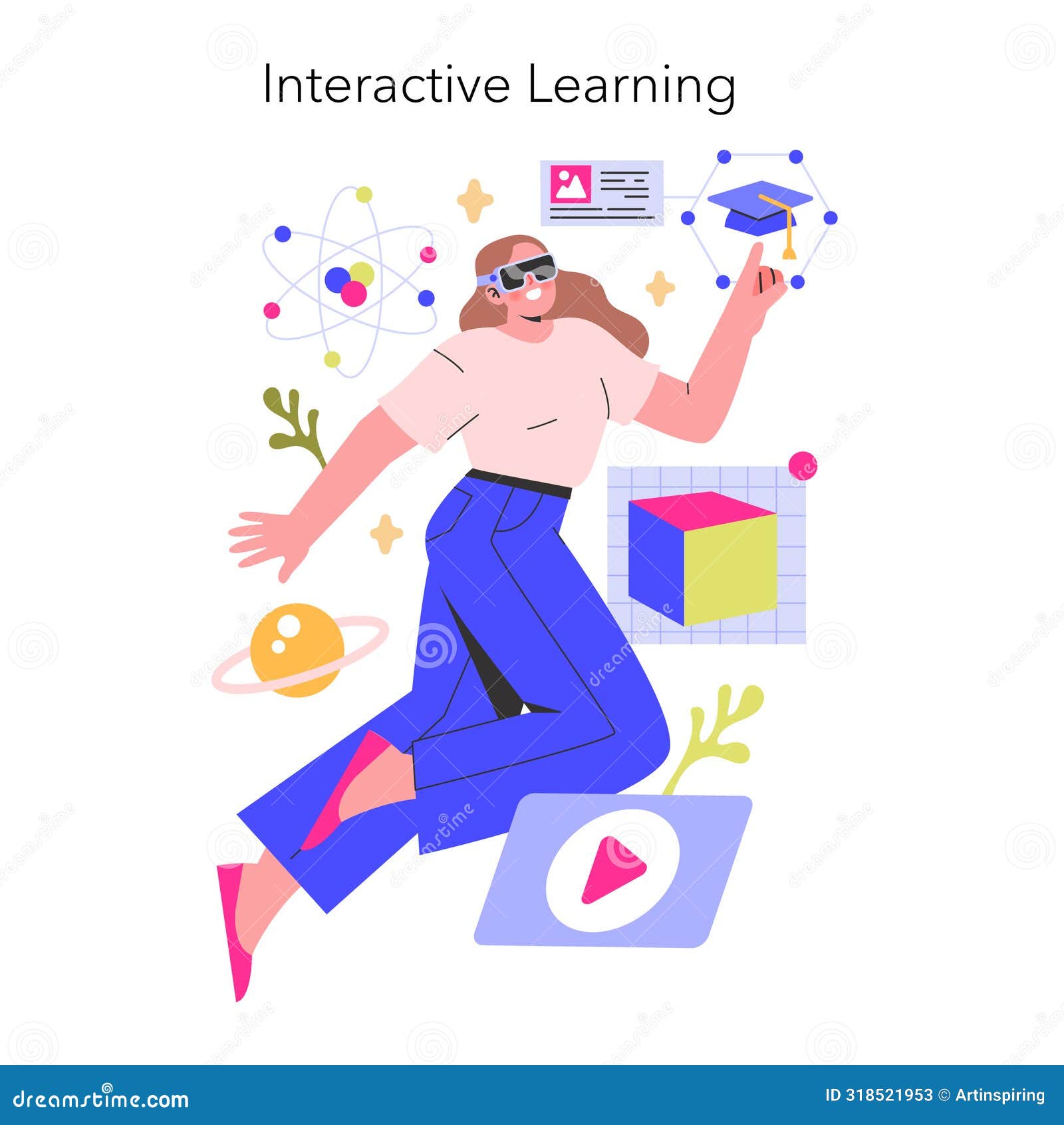 Interactive Learning Concept an Animated Stock Vector - Illustration of ...