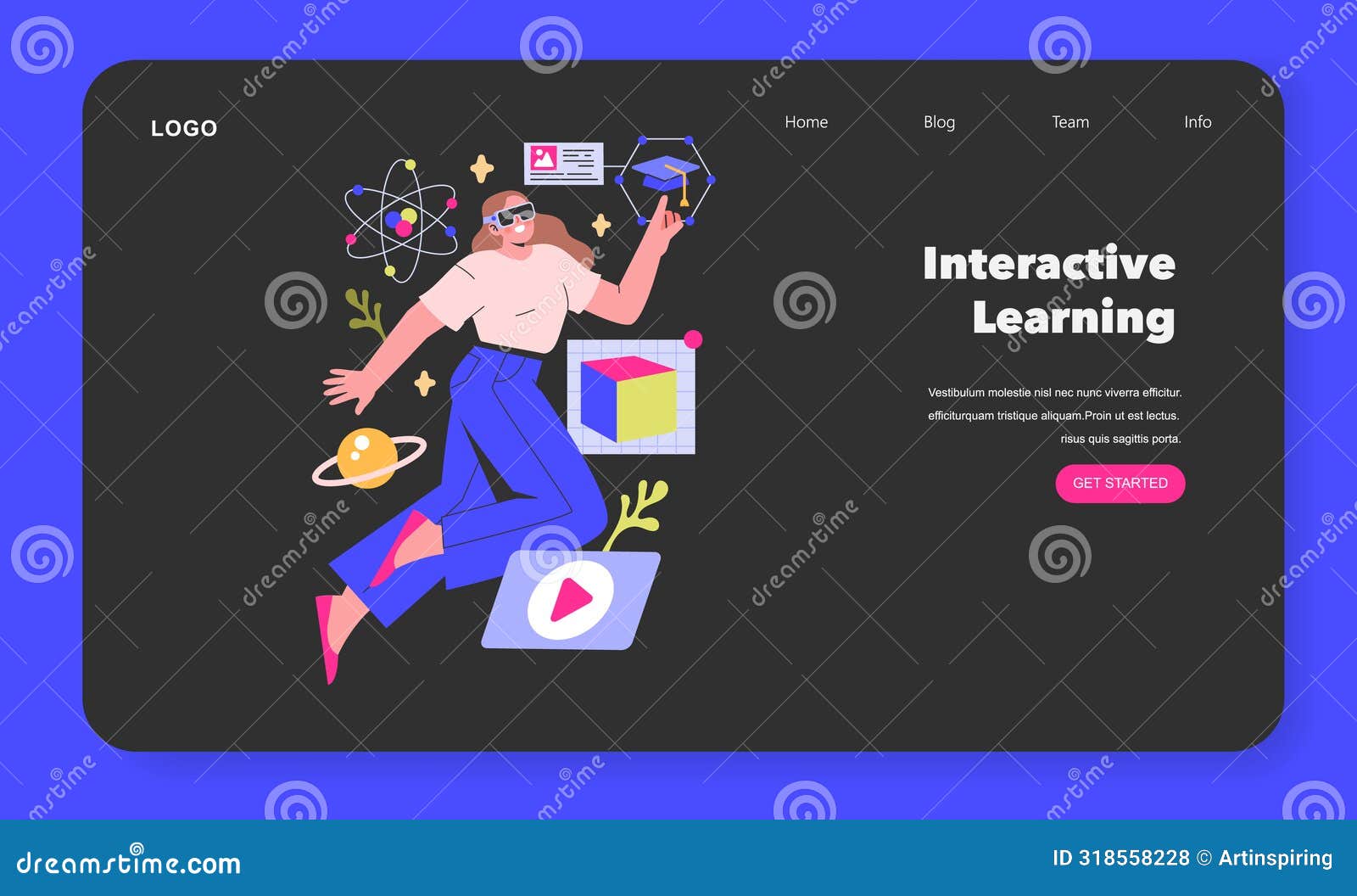 Animated Student Reading A Book With Stack Of Books, Studious Character ...