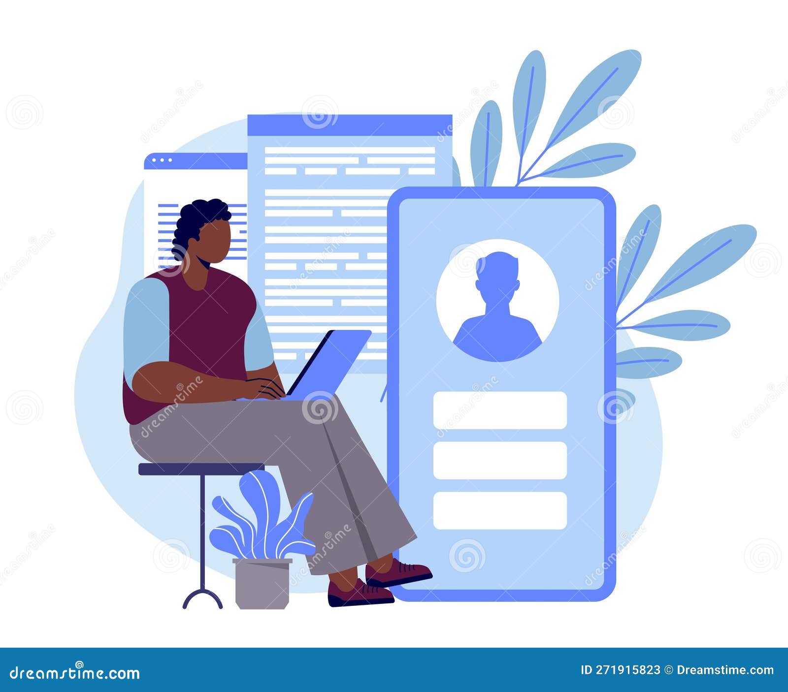 Interactive Learning Concept Stock Vector - Illustration of blue ...