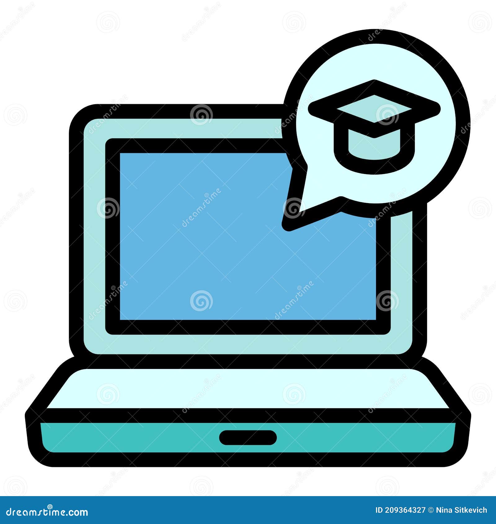 Interactive Learning Home Laptop Icon, Outline Style Stock Vector ...