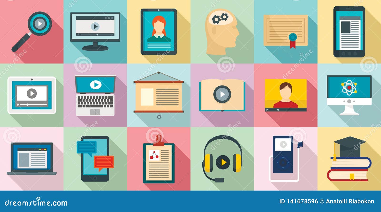 Interactive Learning Icons Set, Flat Style Stock Vector - Illustration ... Interactive Learning Icons Set, Flat Style Stock Vector - Illustration ...