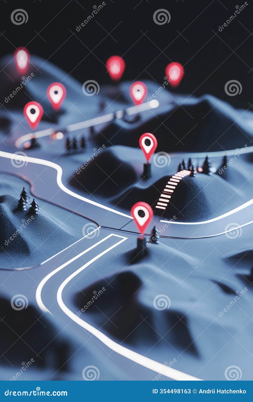 An Interactive-looking 3D Map with Animated Location Pins and Network ...