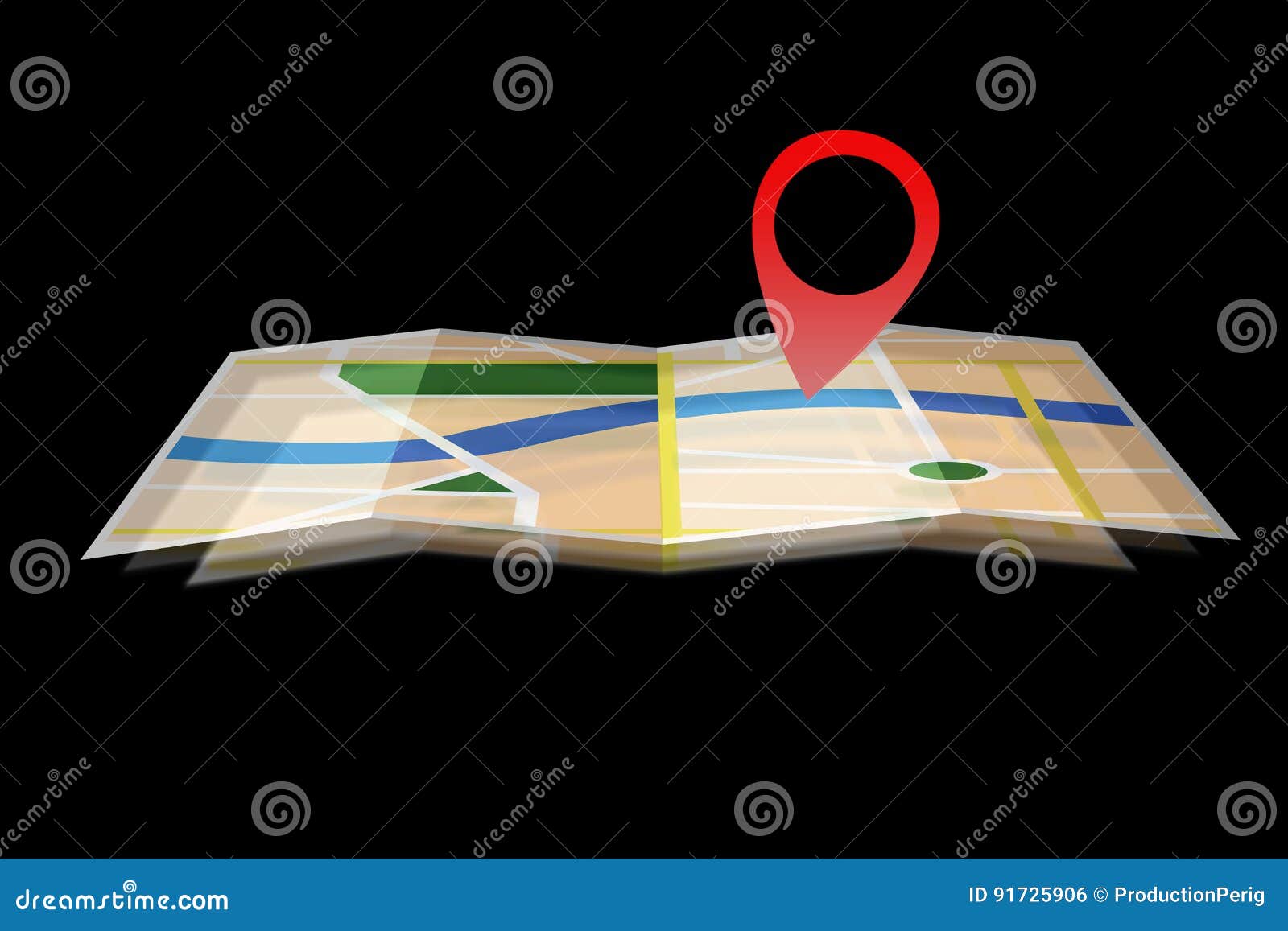 Interactive Map Isolated on a Background - GPS Localization Concept ...