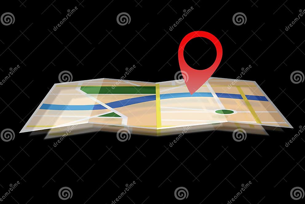 Interactive Map Isolated on a Background - GPS Localization Concept ...