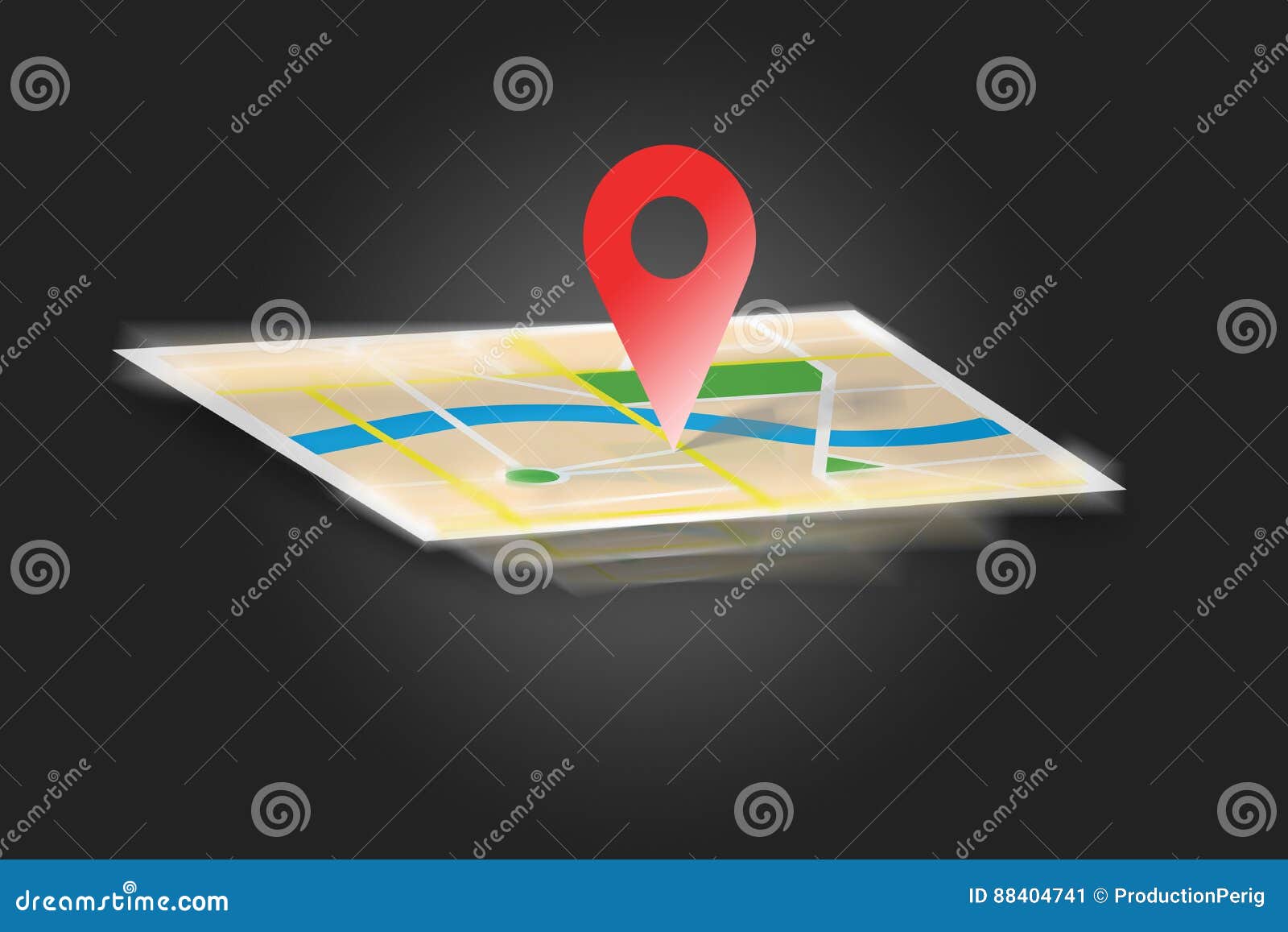 Interactive Map Isolated on a Background - GPS Localization Concept ...