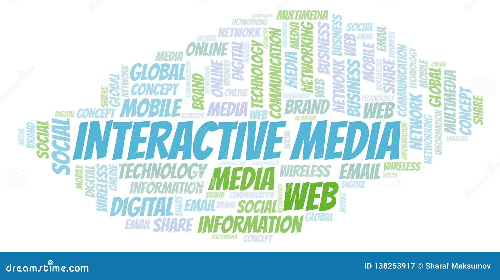 Interactive Media Word Cloud Stock Illustration - Illustration of fonts ...