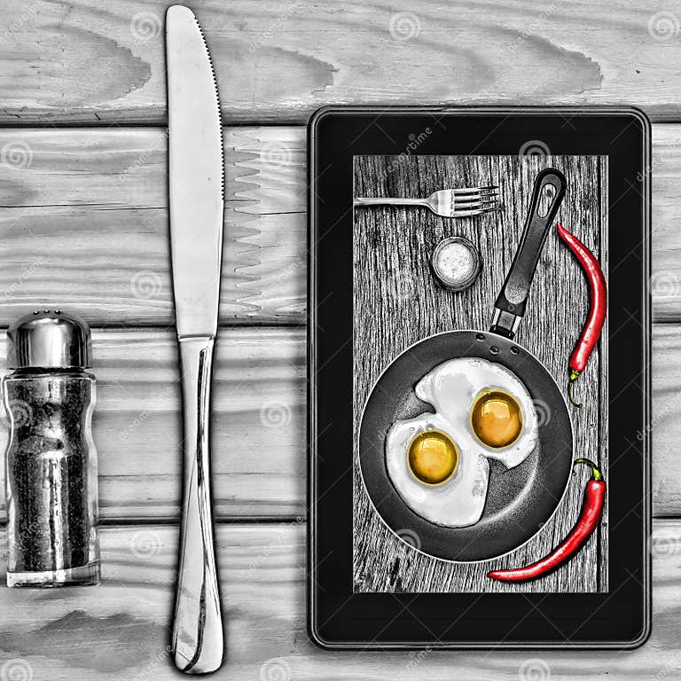 Interactive Menu of the Restaurant or Cafe on the Display of the Tablet ...